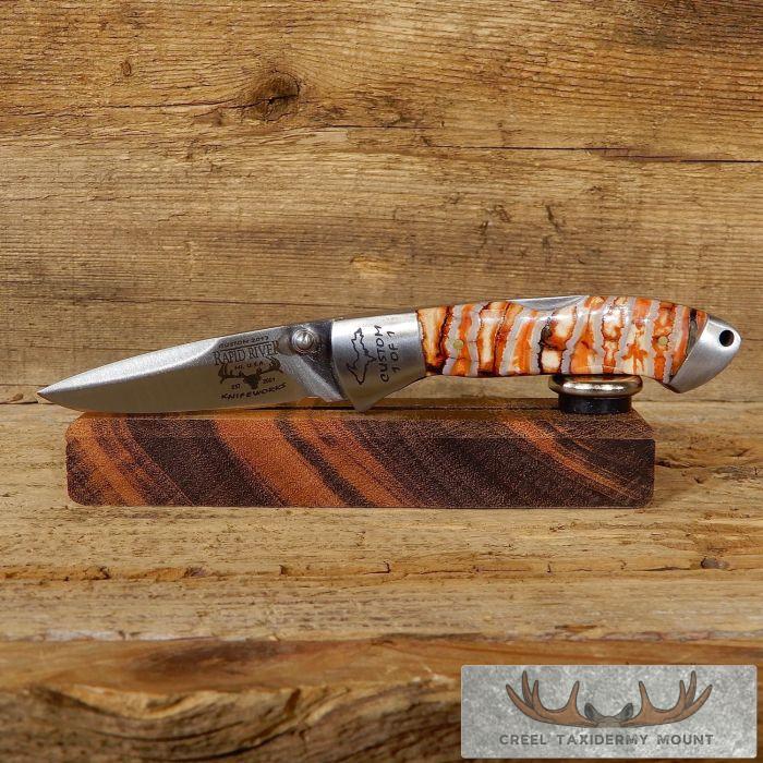 Custom Folding Pocket Knife with Mammoth Tooth Handle For Sale - Creel ...